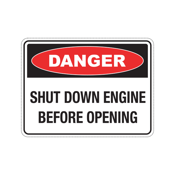DANGER SHUT DOWN ENGINE BEFORE OPENING - S2 - Stickerman Australia